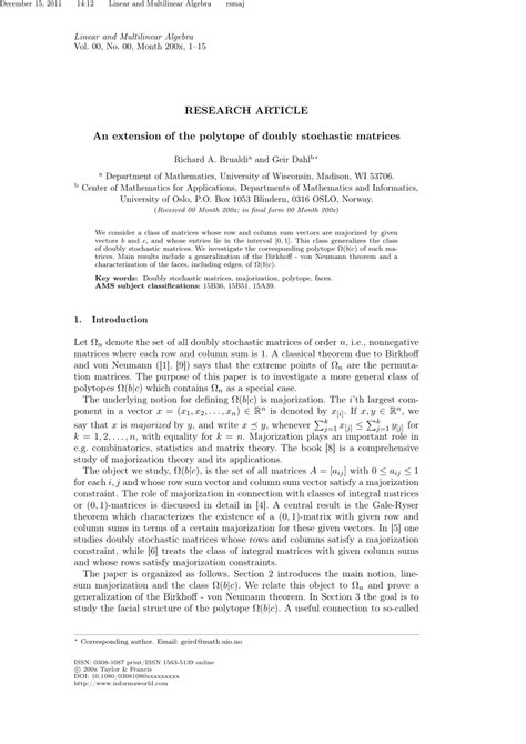 pdf an extension of the polytope of doubly stochastic matrices