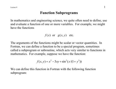 function subprograms