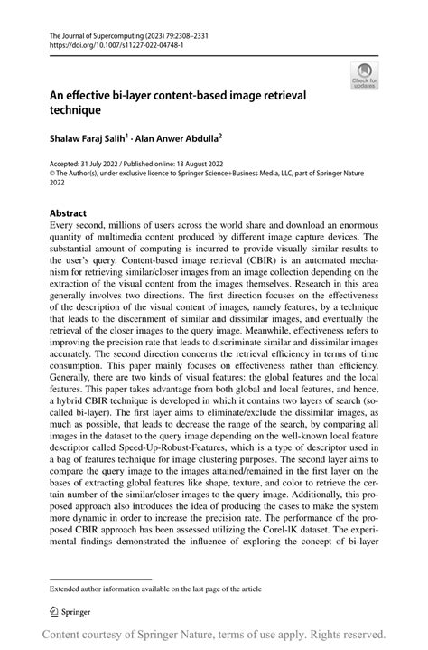 an effective bi layer content based image retrieval technique request pdf