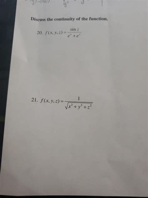 solved discuss the continuity of the function sin z 20