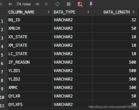 【oracle】：查数据库中 表的【字段类型】和【长度】sql oracle查询表字段类型和长度 csdn博客