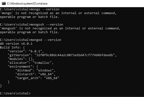 mongodb mongo is not recognized as an internal or external command operable program or