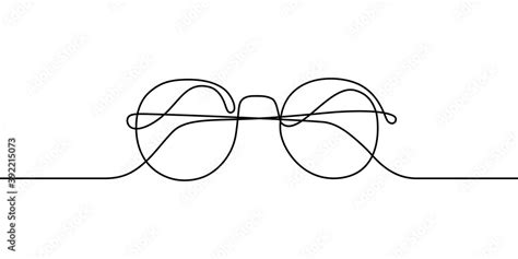 Glasses In Continuous Line Art Drawing Style Front View Of Eyeglasses