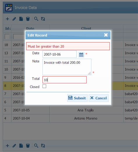 validation simple grid 4 php framework