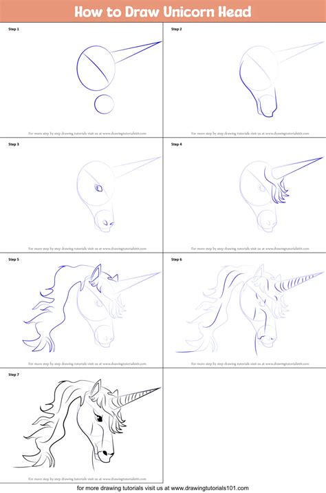 How To Draw Unicorn Head Printable Step By Step Drawing Sheet