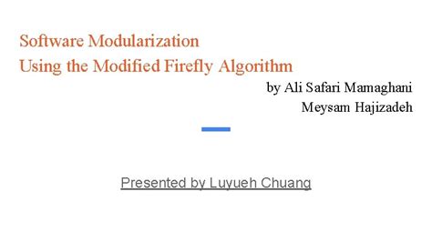 software modularization using the modified firefly algorithm by