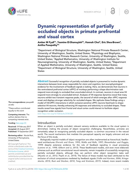 pdf dynamic representation of partially occluded objects in primate prefrontal and visual cortex