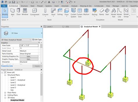 robot structural analysis의 revit 계산에서 모형을 가져오는 동안 구조 분리 메시지 표시