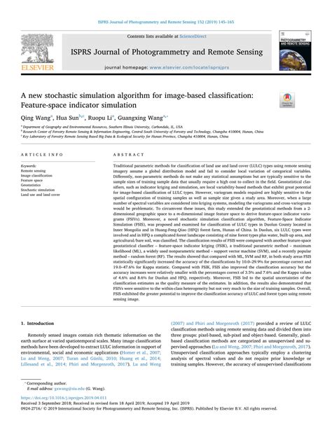 pdf a new stochastic simulation algorithm for image based classification feature space