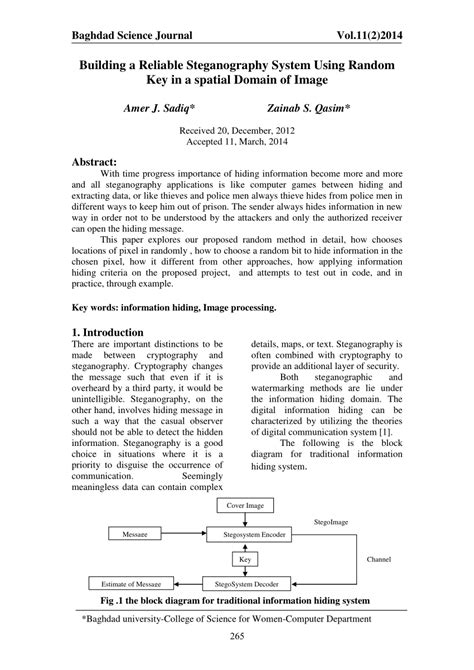 pdf building a reliable steganography system using random key in a spatial domain of image