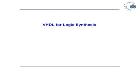 pdf vhdl for logic synthesis uni potsdam de · asic logic synthesis synopsys fpga ls