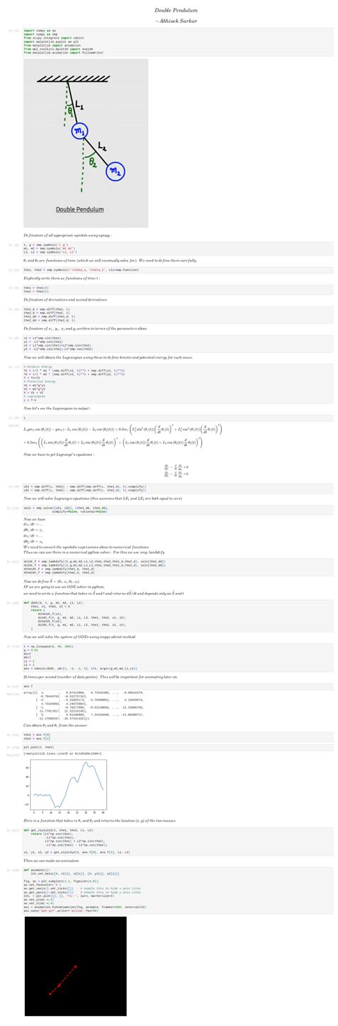 PDF Dynamics Of Double Pendulum In Python