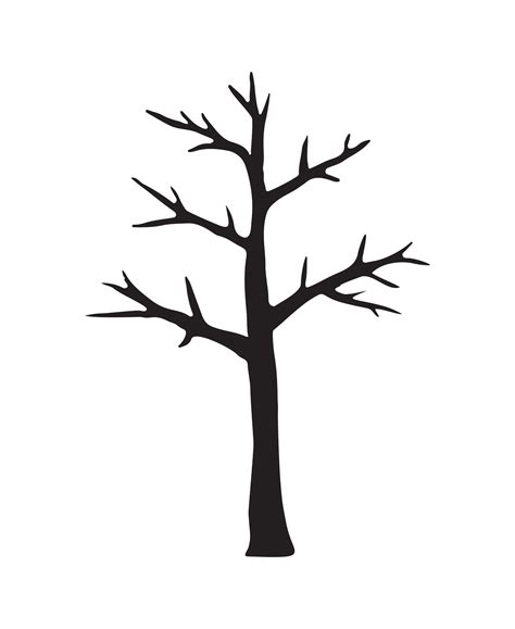 Vector Black Hand Drawn Naked Tree Silhouette Vector Art At
