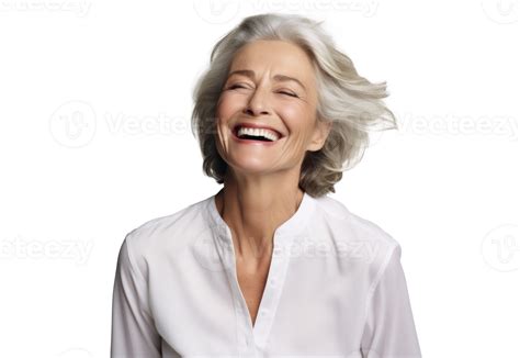 Ai Generated Attractive Older Woman Smiling On Background 36460721 Png