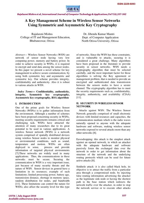pdf a key management scheme in wireless sensor networks using symmetric and asymmetric key