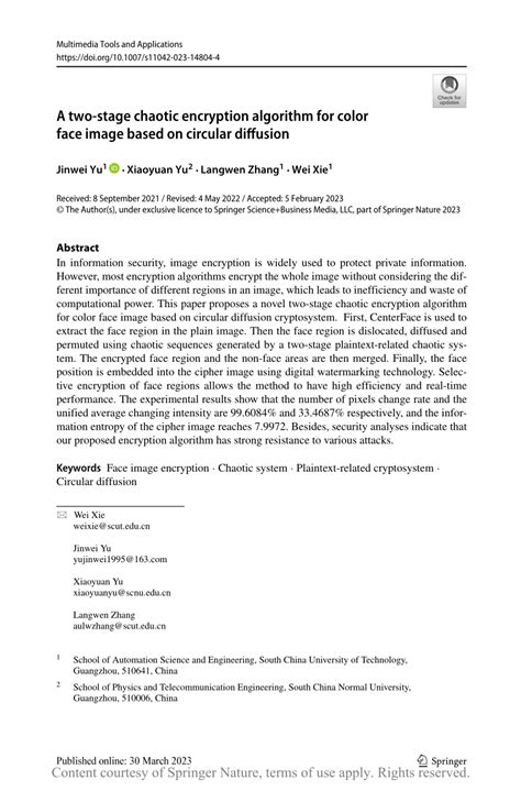 a two stage chaotic encryption algorithm for color face image based on circular diffusion