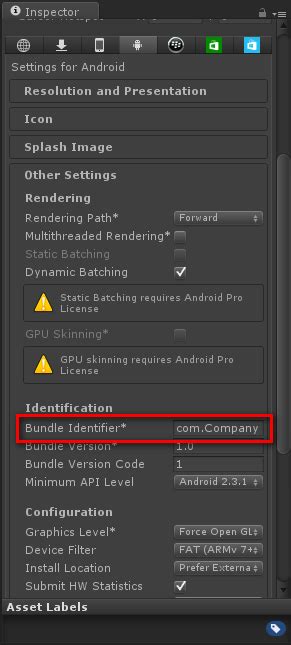 UnityError Building Player UnityException Bundle Identifier Has Not