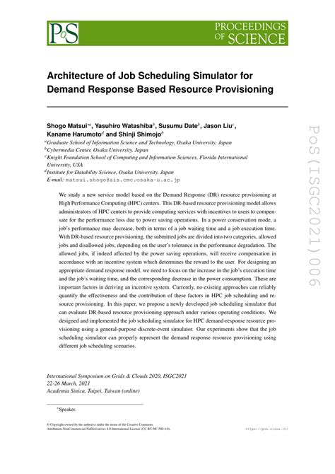 pdf architecture of job scheduling simulator for demand response based resource provisioning