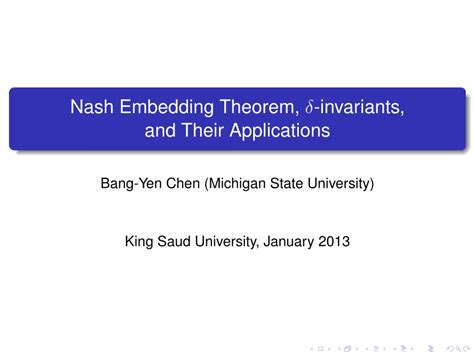 pdf nash embedding theorem δ invariants and their applications