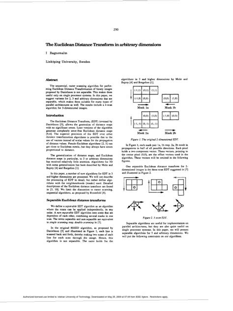 the euclidean distance transform in arbitrary dimensions pdf distance algorithms