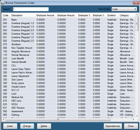Payroll Module Step 3 Edit Menu Transaction Codes Overview