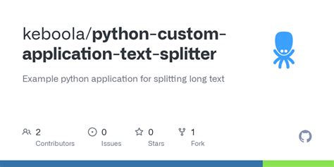 github keboola python custom application text splitter example python application for