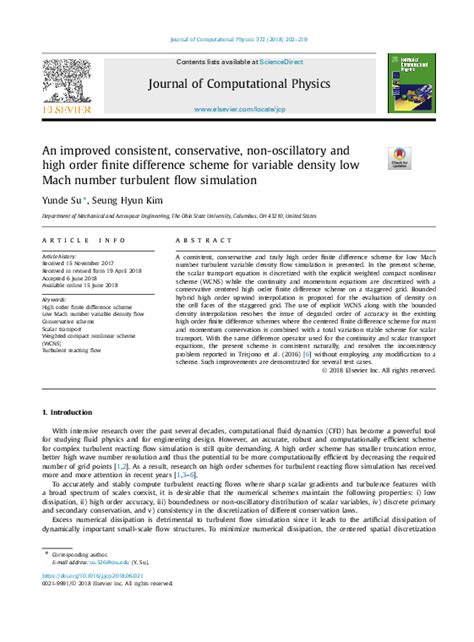 pdf an improved consistent conservative non oscillatory and high order finite difference
