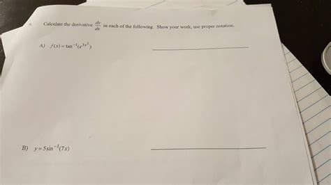 solved calculate the derivative dy dx in each of the