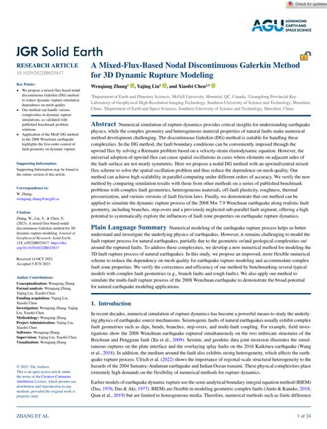 pdf a mixed‐flux‐based nodal discontinuous galerkin method for 3d dynamic rupture modeling
