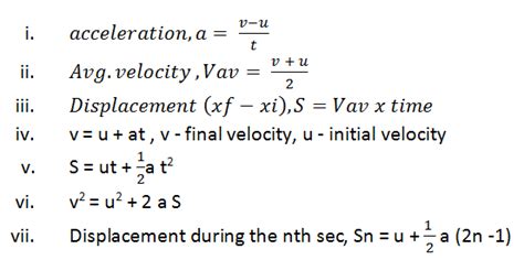 uniformly accelerated motion equations of motion