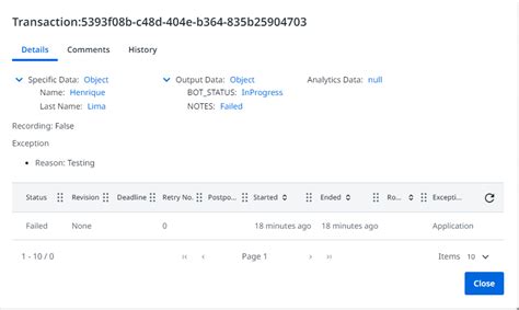unable to set value to output data in queue item when it business exception activities