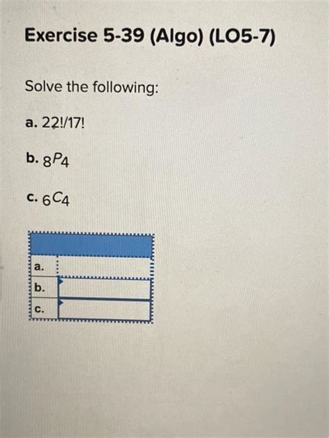 solved exercise 5 39 algo lo5 7 solve the following a