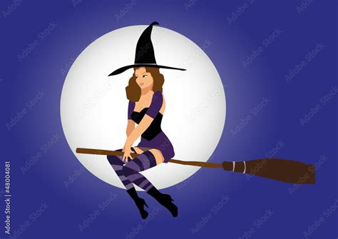 Sexy Witch Flying On Broom Stock Vector Adobe Stock