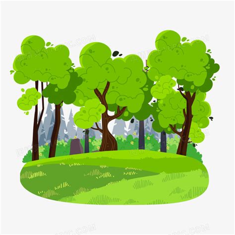 手绘公园草坪树林矢量元素图片免费下载 PNG素材 编号z62iw3jy9 图精灵