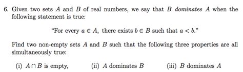 solved 6 given two sets a and b of real numbers we say