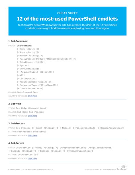 Powershell Cheat Sheet 12 Of The Most Used Cmdlets Techtarget