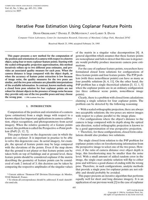 pdf iterative pose estimation using coplanar feature points dokumen tips