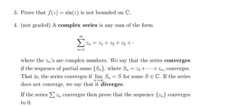 solved 3 prove that f z sin z is not bounded on c 4
