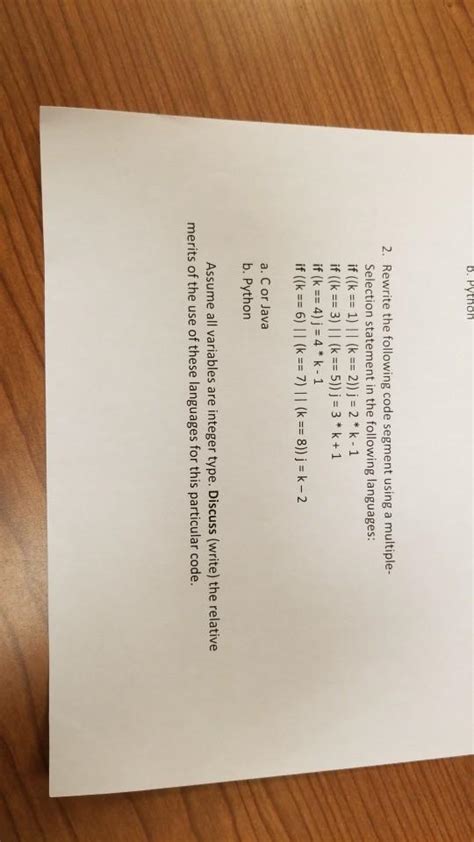 solved b python 2 rewrite the following code segment using