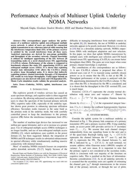 pdf performance analysis of multiuser uplink underlay noma networks