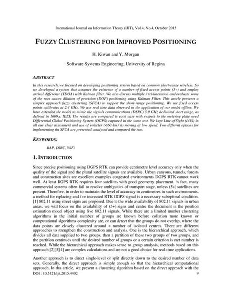 fuzzy clustering for improved positioning pdf