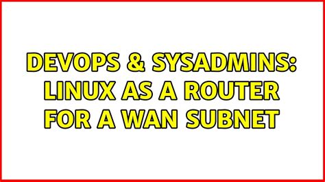DevOps SysAdmins Linux As A Router For A WAN Subnet 2 Solutions