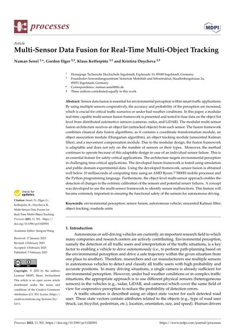 pdf multi sensor data fusion for real time multi object tracking