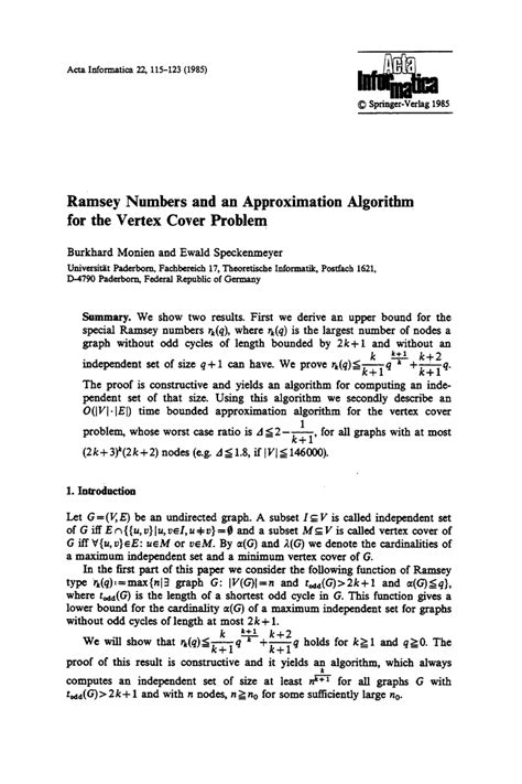 pdf ramsey numbers and an approximation algorithm for the vertex cover problem