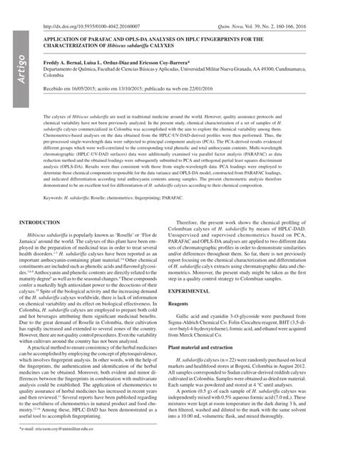 pdf application of parafac and opls da analyses on hplc fingerprints for the characterization