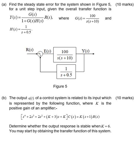 solved 10 marks a find the steady state error for the
