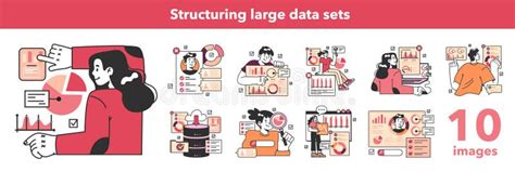 bid data structuring set data science and optimization for machine stock illustration