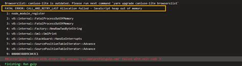 javascript set max old space size in gulp task in yaml stack overflow