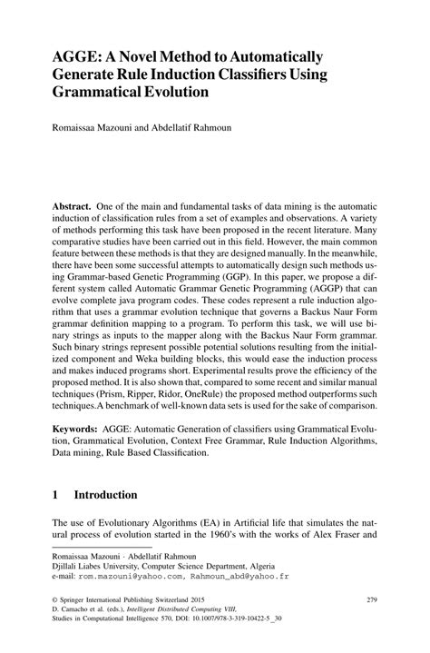 pdf agge a novel method to automatically generate rule induction classifiers using