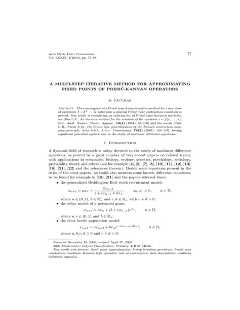 77 a multi step iterative method for approximating fixed points of presi